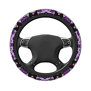 Gearbest Cute Cartoon Kuromi Steering Wheel Cover Universal 15 in Car Accessories for Men Women,Steering Wheel Protector Comfortable Protective Case for SUV Sedan Decor