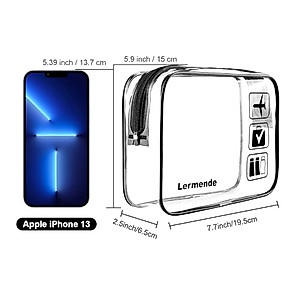 Lermende 3pcs TSA Approved Toiletry Bag with Zipper Travel Luggage Pouch Carry On Clear Airport Airline Compliant Bag Travel Cosmetic Makeup Bags for Men Women (Black)