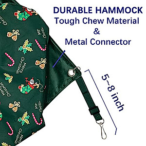 FULUE Ferret Rat Hammock,Ferret Cage Accessories Ferret Guinea Pig Hanging Bed HammockCute Ferret Stuff Tunnel for Cage Set Supplies 13.8inch (Green Christmas)