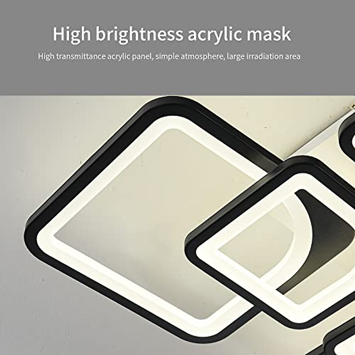 Siittoo Modern Ceiling Light Fixture, Dimmable LED Flush Mount Ceiling Chandelier Lighting with Remote, 8-Rectangle Acrylic Ceiling Lamp Fixture for Living Dining Room Bedroom (96W,Black,White)