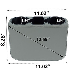 IOKONE Coin Side Pocket Console Side Pocket Leather Cover Car Cup Holder Auto Front Seat Organizer Cell Mobile Phone Holder (Gray)