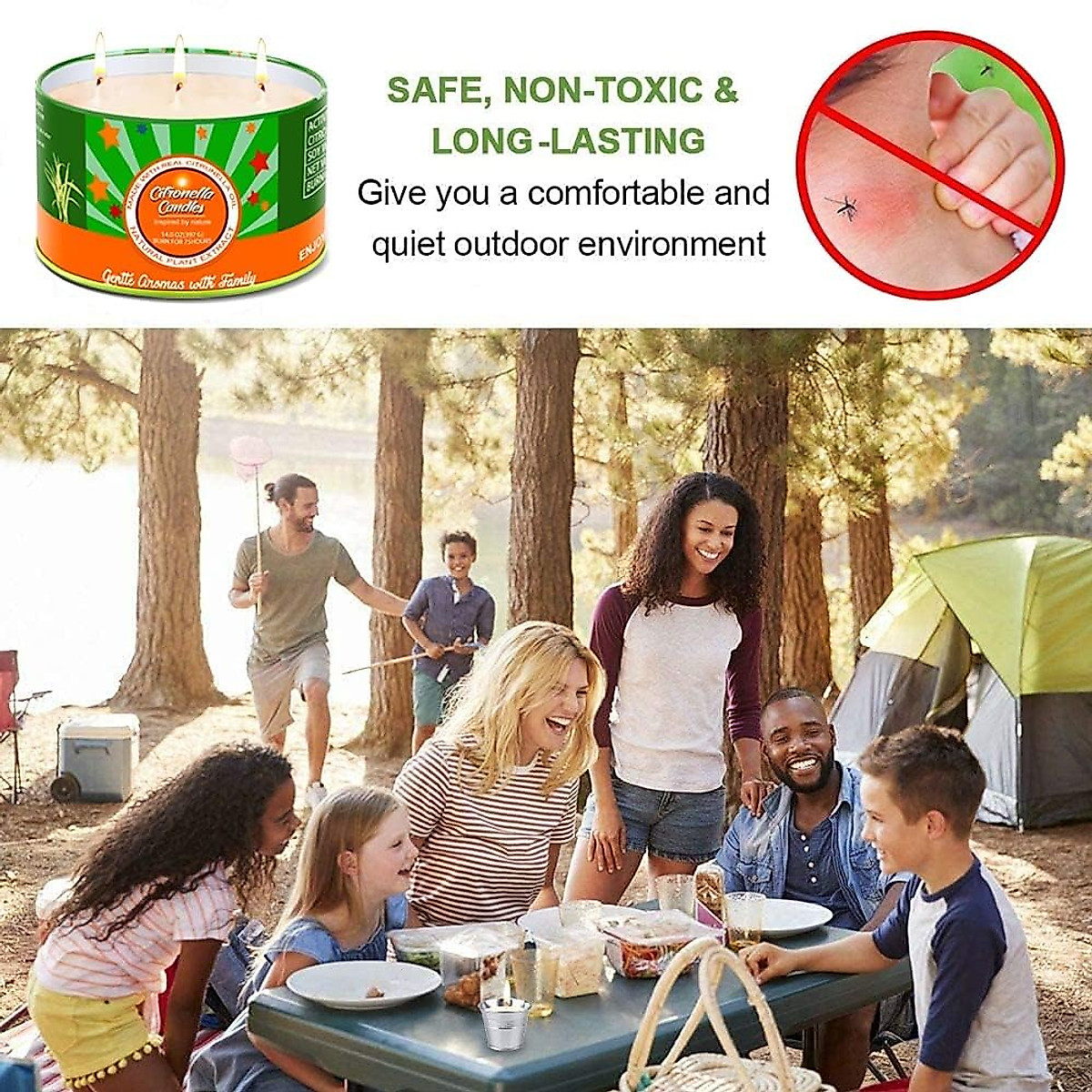 Citronella Candles Outdoor Large, 2 x 14oz 3-Wick Natural Soy Scented Jar Candles (Total 28OZ), 150 Hours Burning Time Outdoor Candles Set for Home Garden Patio Yard Balcony Camping BBQ