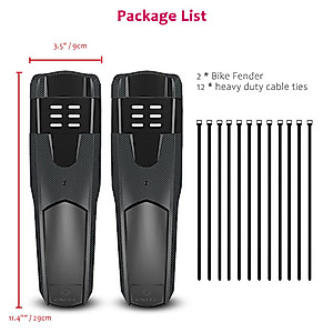 BEENOPT 2 PCs Universal Mountain Bike Fender, MTB Bicycle Fenders Rear + Front Mountain Bike Mud Guard Fender Set, 11.4" Length 3.5" Width