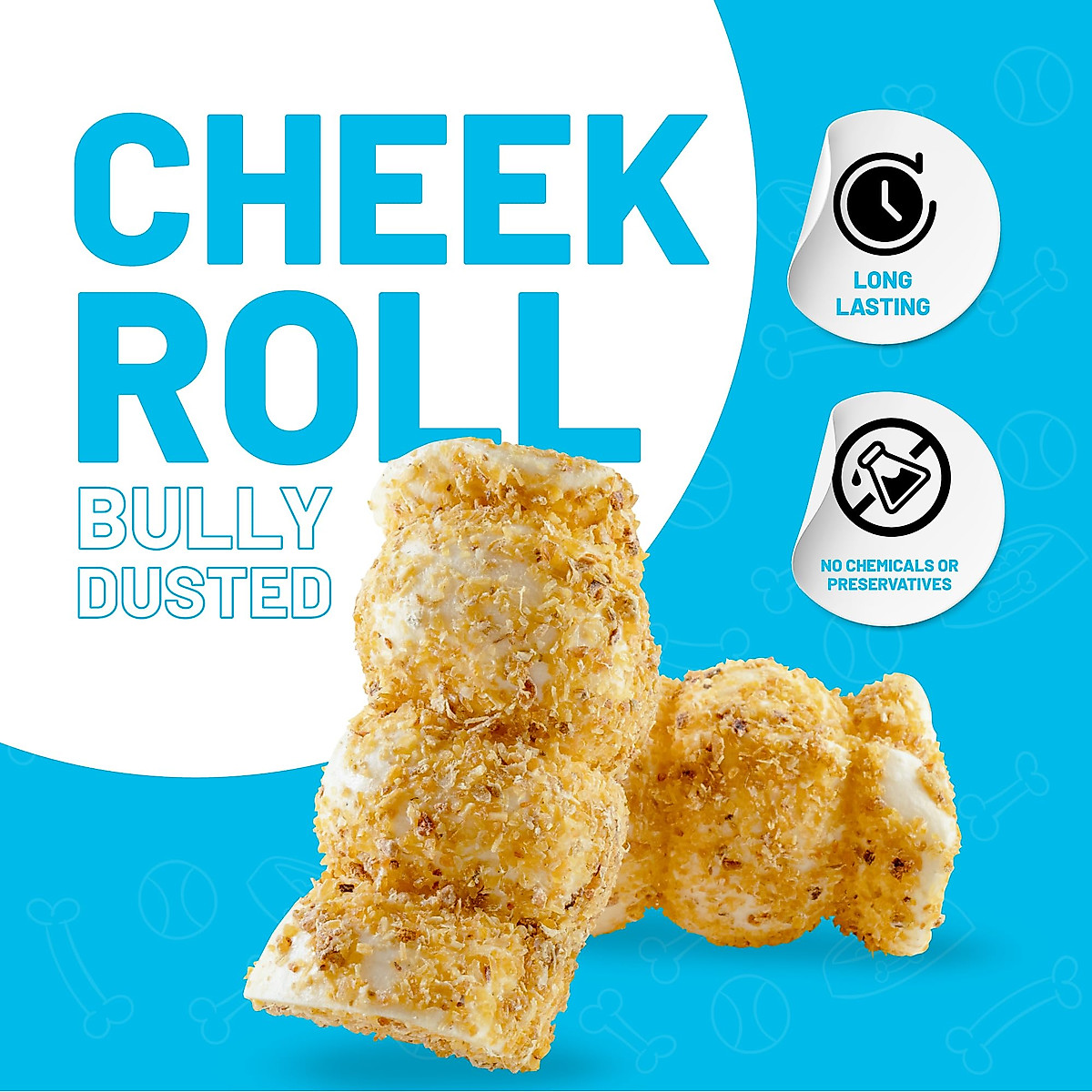 Sitka Farms Bully Dusted Beef Cheek Rolls 5-6" - 4 Count - Extra Thick Dog Chew Bones No Rawhide - Long Lasting Dog Toy - Healthy Teeth and Gums for Small Medium and Large Dogs