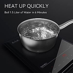 Hermitlux Portable Induction Cooktop, 1800W Fast Heating Induction Burner with Sensor Touch & Child Lock, 9 Power Levels Hot Plate for Cast Iron, Stainless Steel Cookware