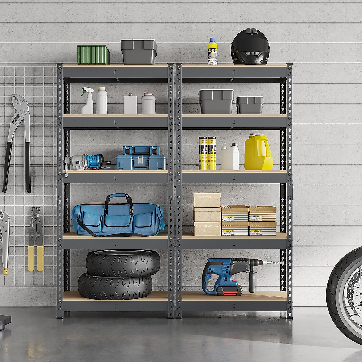 Topeakmart 5-Tier Utility Shelves, Metal Storage Shelves, Adjustable Shelving Units, Boltless Assembly, Garage Shelves Shed Shelving for Warehouse Garage Shed Basement- Dark Gray, 27.5 x 12x 60 Inch