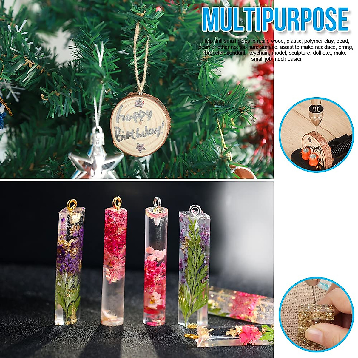 Pin Vise for Resin Casting Molds, LEOBRO Steel Hand Drill, Resin Drill with 10 PCS Drill Bit, Precision Hand Drill Tools for Epoxy Resin Arts Crafts, Wood, Clay, DIY Resin Keychain Jewelry Making