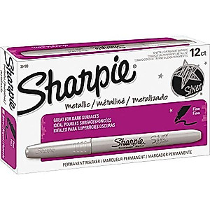 Sharpie Metallic Permanent Markers, Fine Point, Silver, 12 Count