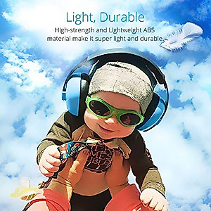 Solar-Power Baby Noise Cancelling Headphones, Ear Protection Earmuffs Noise Reduction for 0-3 Years Kids/Toddlers/Infant, for Babies Sleeping, Airplane, Concerts, Movie, Theater, Firework (Blue)