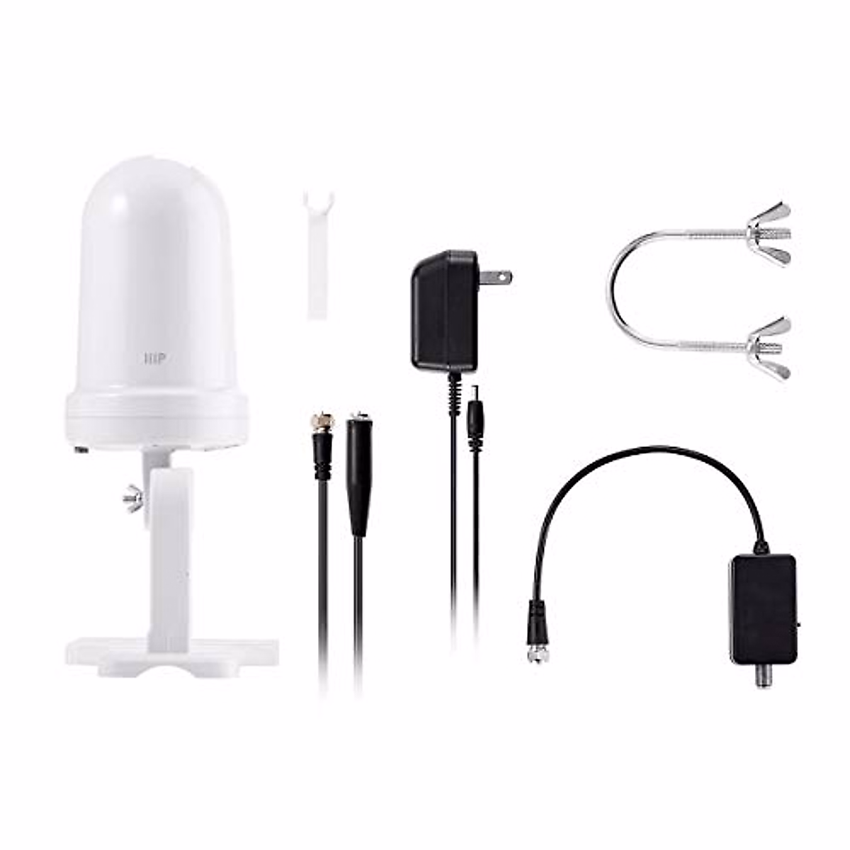 Monoprice Indoor/Outdoor Omni-Directional 360 Degree HDTV Long Range Antenna with in-Line Active Amplifier, Weather Resistant, Fit for Home/RV/Attic/Marine Use, 139301