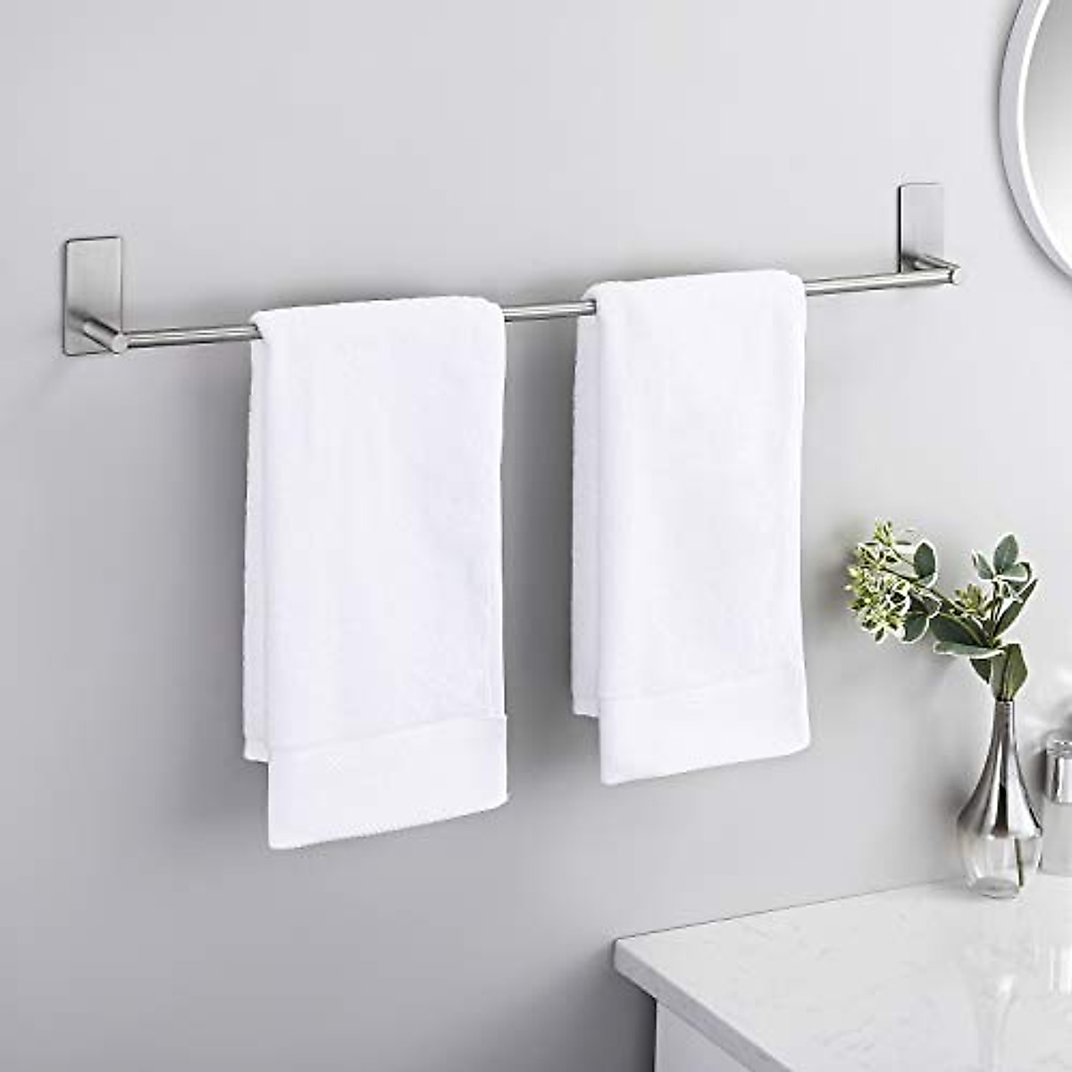 KES Adhesive Towel Bar 30-Inch Bathroom No Drill Towel Holder Sticky on Towel Rack Easy Install SUS304 Stainless Steel Rustproof Brushed Finish, A7000S75B-2