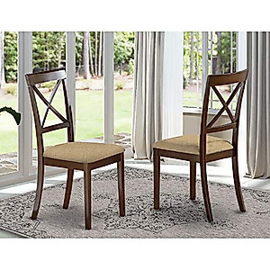 East West Furniture BOC-Cap-W Dining Room Cross Back Solid Wood Seat Chairs, Set of 2, Cappuccino