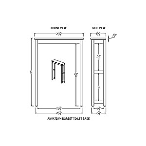 Alaterre Furniture Dorset 27" D x 9" D White Wood Toilet Base Cabinet with 23" W x 34" H x 7 7/8" D Storage Compartment, Clean Lines & Non-Abrasive Cleaning for Organizational & Decorative Appeal