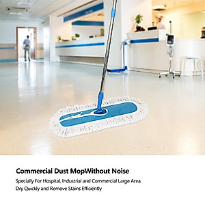 16" Commercial Dust Mop, MEIBEI Dust Floor Mop with Cotton mop Head, Dust Mop for Hardwood Floors with Long Handle, Industrial Dust Mop for Factory, Shopping Mall, Garage, Company, Hotel (16*5 inch)