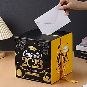 PRETYZOOM Graduation Card Box 2023 Graduation Party Decoration - Congrats You Did It Graduation Ceremony or Birthday Party Supply