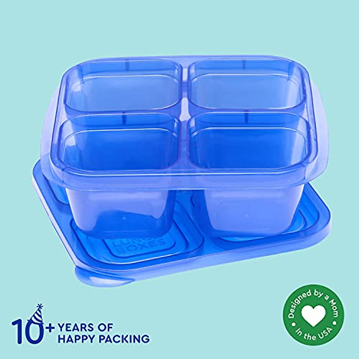 EasyLunchboxes - Bento Snack Boxes - Reusable 4-Compartment Food Containers for School, Work and Travel, Set of 4 (Jewel Brights)