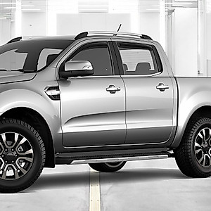 CLIM ART in-Channel Incredibly Durable Rain Guards for Ford Ranger 2019-2023 SuperCrew, Original Window Deflectors, Vent Deflector, Vent Window Visors, Dark Smoke, Truck Accessories, 4pcs - 619124LP