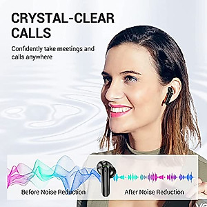 Wireless Earbuds 80H Playtime Noise Canceling Bluethooth Earbuds with Wireless Charging Case in-Ear Earbud with Microphone for Android Cell Phone Gaming Computer Laptop Sport Black