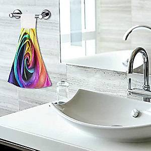 YPPAHHHH Colorful Rainbow Flower Rose Kitchen Hand Towel Set of 2 Hanging Towel with Loop Absorbent Tie Towels Dish Cloth Washcloth for Bathroom Laundry Room Tabletop