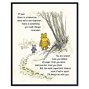 Winnie Wall Art - Pooh Kids Room Decor - Boys Room Decor - Little Girls Bedroom Decor - Baby Nursery Decor - Wall Decor for Toddlers - Inspirational Positive Quotes Picture Poster print