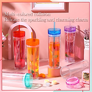 Hoolerry 30 Pcs Acrylic Skinny Tumblers 16 oz Acrylic Tumblers with Lids and Straws Double Wall Plastic Tumbler Skinny Tumbler Plastic Skinny Tumblers Bulk for Drink Party Birthday Gifts, Multicolor