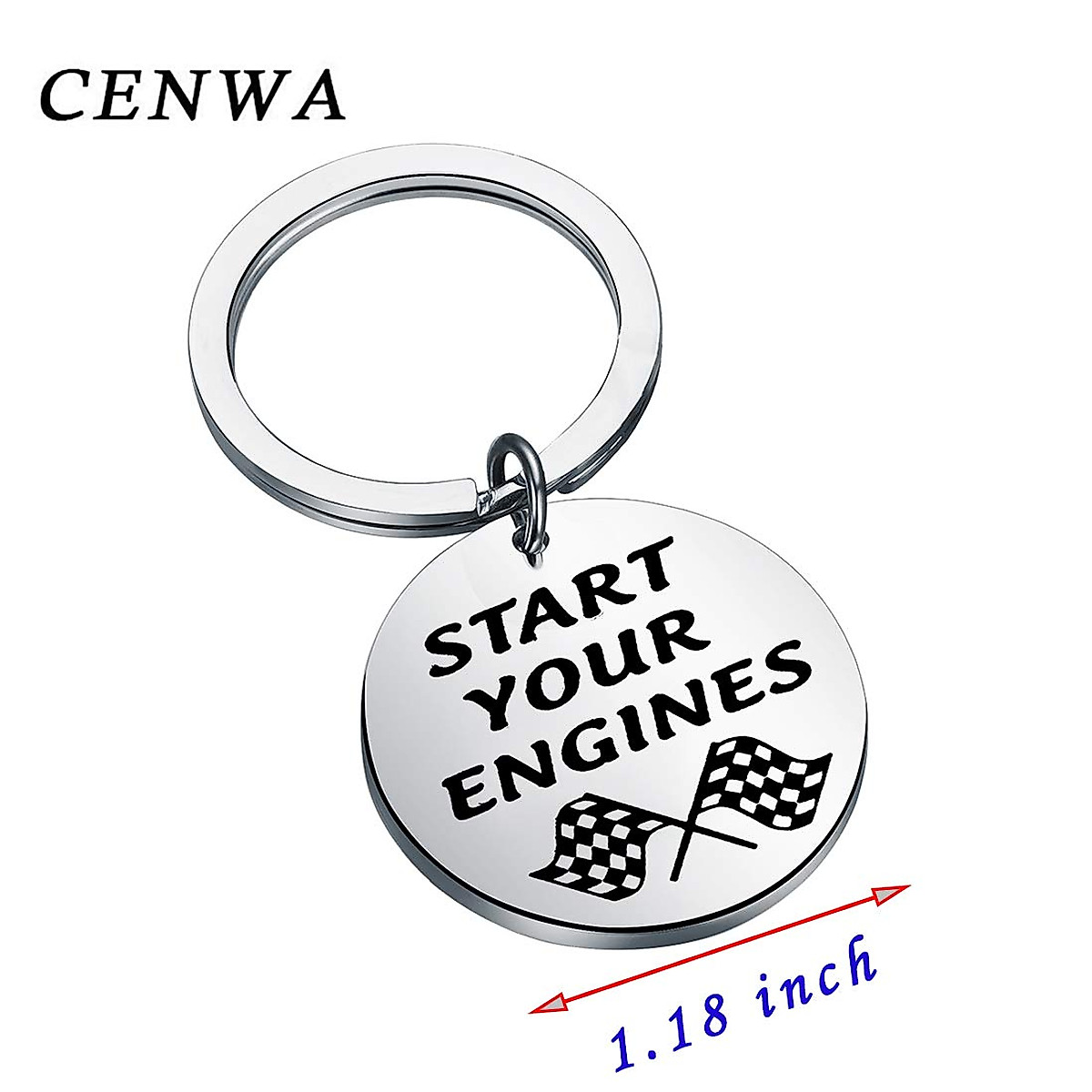 CENWA Race Day Gift Street Racing Gift Start Your Engines Keychain Checkered Flag Jewelry Car Racing Gift Drag Racing Gift (Start Your Engines K)