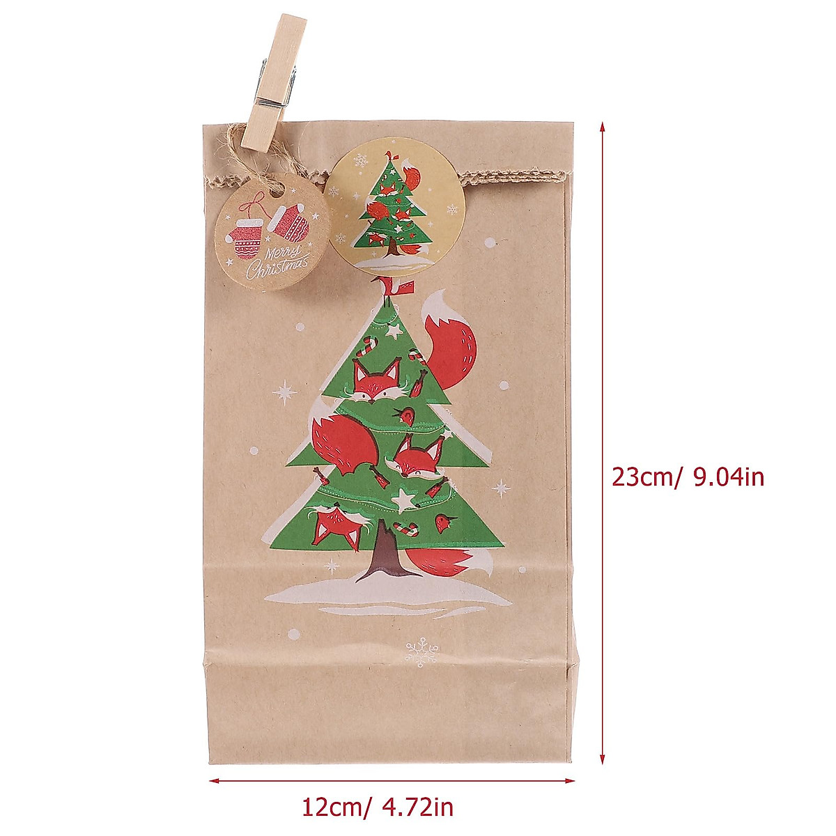 LUOZZY Bags Kraft Paper Xmas Cookies Bags Christmas Countdown Paper Bags Party Accessories