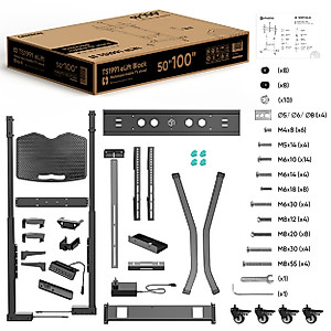 ONKRON Motorized TV Stand 50-100 Inch TVs up to 265 lbs, Height Adjustable TV Stand Portable with TV Motorized Lift VESA 1000x600, Tilting TV Stand on Wheels/Mobile TV Cart Rolling TV Stand Black