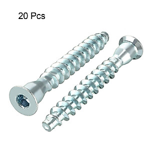 uxcell Furniture Confirmat Screw 7x49mm Hex Socket Wood Screws Zinc Plated 20pcs
