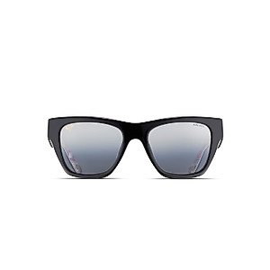 Maui Jim Men's and Women's Treble Polarized Classic Sunglasses, Black Gloss w/Treble Coll Int/Dual Mirror Silver to Black, Medium