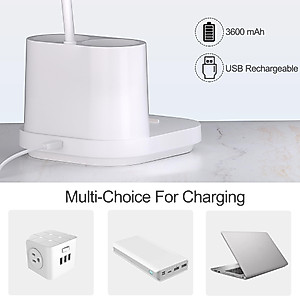 YOUKOYI LED Desk Lamps for Home Office, Rechargeable Battery Operated Desk Lamp with Touch Control, Stepless Dimming, 3 Color Modes, Pen Holder and Night Light- Gooseneck Desk light for Study, Reading