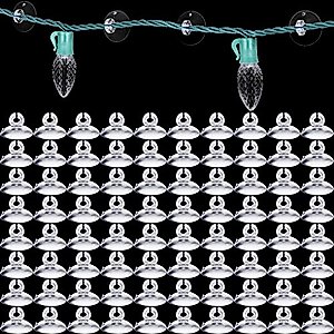 Skyley Christmas Light Holders Mini Suction, Hang Clips Cup Shower Hooks Outdoor Seasonal Lighting for Window Glass Home Kitchen Bathroom (200 Pcs), Clear