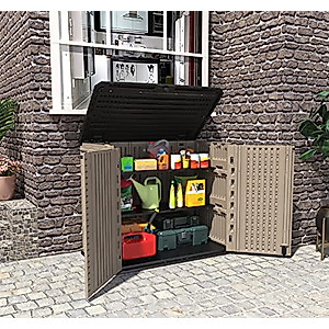 KINYING Metal Laminate Shelving for 26 Cu.ft Horizontal Storage Shed, One Shelf to Hold 44 lbs, 46 in * 13 in, One Piece in The Package with 4 Screws, 11LBS