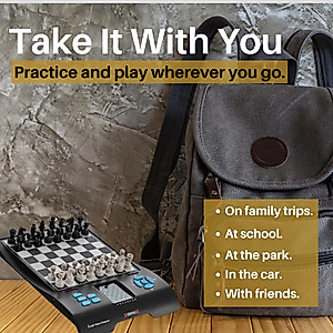 Electronic Chess Board for Kids & Adults - Includes 7 Games - Chess Strategy & Learning - Magnetic Board & Pieces - Portable & Travel - Smart Chess Computer- AI Chess Board - LCD Display - Millennium