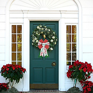 Hying 3 Rolls Merry Christmas Ribbons for Wreath Bows Crafting, Xmas Wired Edge Ribbons Glitter Red Green Ribbon Winter Holiday Craft Ribbons for Gift Wrapping Christmas Party Decorations Ornaments