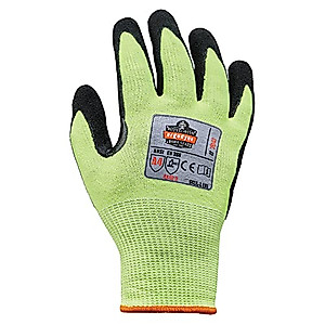 Ergodyne Cut Resistant Gloves, Cut Level 4, Nitrile Coated Palm for Grip, Hi Vis, ProFlex 7041 Lime, Large