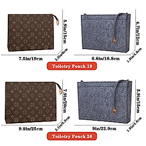 MISIXILE Felt Purse Insert Organizer with Zipper And Gold Buckles,Handbag Organiser Insert fits Toiletry Pouch 19 26(Pink-S)