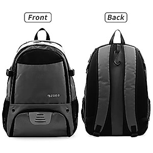 ZOEA Large Basketball Bag - Backpack for Basketball, Soccer & Volleyball Football Gym Includes Shoe & Ball & Laptop Compartment (Grey)