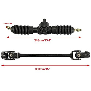 PRO BAT 300mm/11.8'' Steering Wheel Steel Kit 320mm/12.6'' Gear Rack Pinion Adjustable Shaft Set Replacement for 110cc Go Kart ATV Buggy Quad