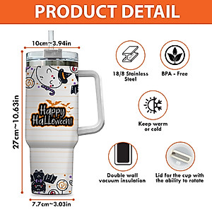 Custom Photo 3d Cartoon Tumbler 40 oz For Couple, Upload Your Image, Customize Name Date, Gift For Boyfriend, Girlfriend, Anniversary, Lid and Straw, Coffee Mug with Handle