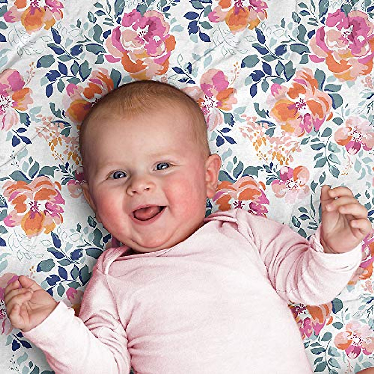 Aenne Baby, Muslin Swaddle Blanket for Girls, Infant Toddler Quilt, Swaddle Wrap for Girls, Luxurious Soft and Silky Stroller Cover, Floral Orange Pink Tropical Blankie, Large 47"x 47", 1 Pack