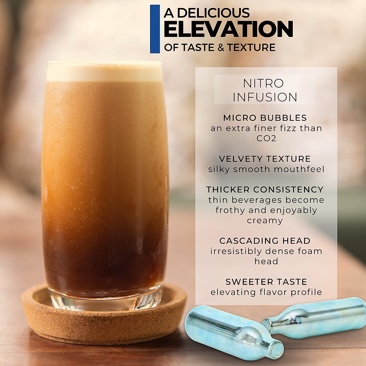 ICO 30pcs Nitrogen Cartridges N2 Cartridges for Nitro Coffee Cold Brew Non-threaded Nitrogen Chargers, 2g