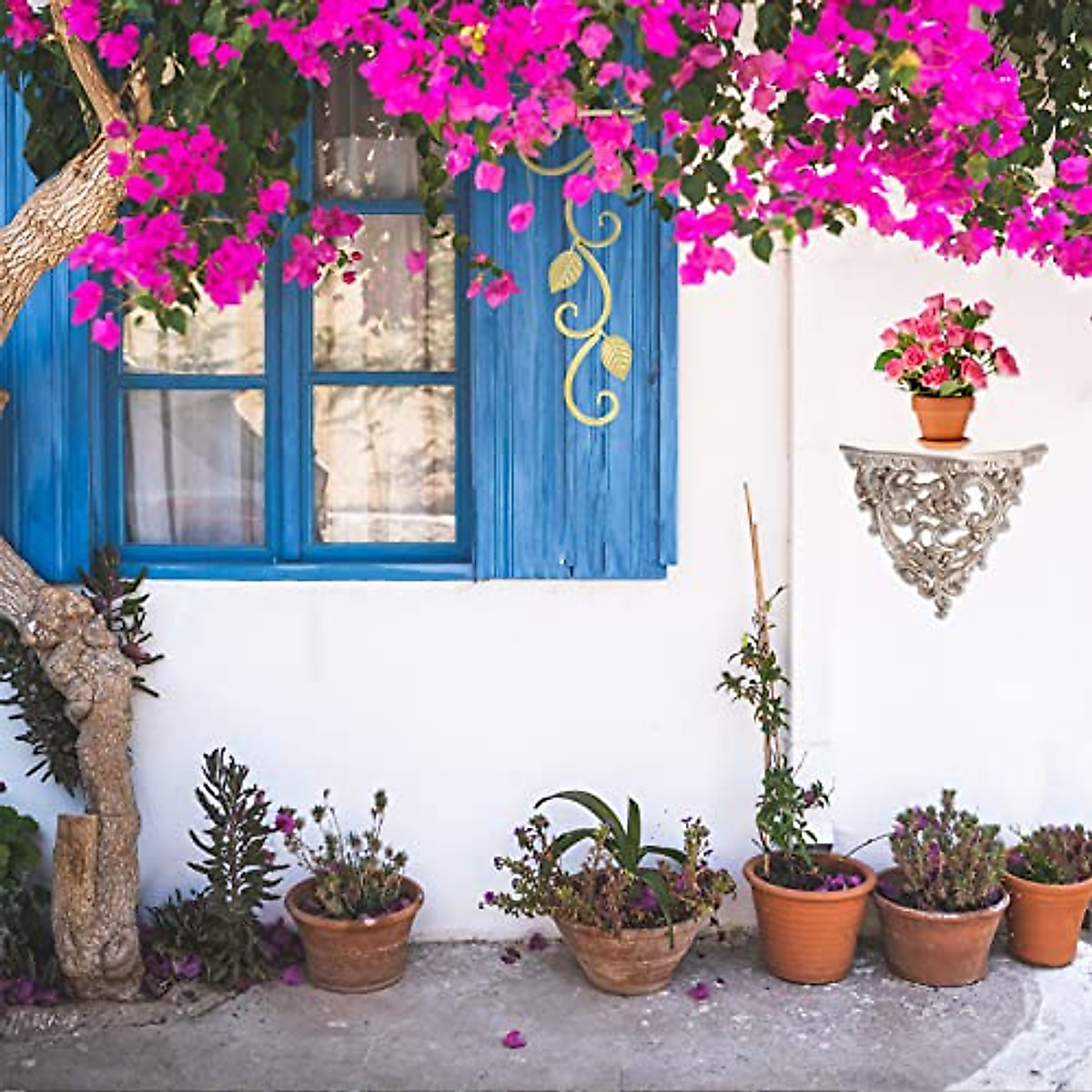 YARNOW Floating Wall Shelf, 1PC Resin Wall Mounted Decorative Wall Organizer Retro Hollow Flower Carving Decorative Storage Design for Living Room Bathroom Bedroom Gifts (Champagne Gold)