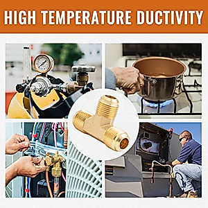 SUNGATOR Flare Tee Fitting, 3/8" x 3/8" x 3/8" Male Flare Brass Fittings for Gas Burner, BBQ Grill, etc.(2 Pcs)