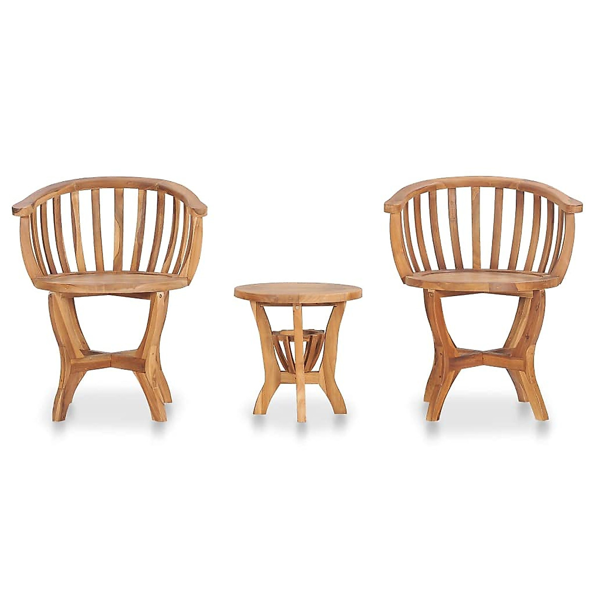 vidaXL 3 Piece Bistro Patio Set- Outdoor Furniture Set in Solid Teak Wood – Weather Resistant Terrace and Garden Furniture – Easy Assembly – Fine Sanded Finish