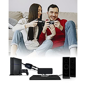 Alpluto Audio Splitter, Fiber Optic Audio Cable 1 in 2 Out Digital Toshlink Optical Audio Splitter Adapter Fiber Converter with 24K Gold Plated Connectors (Black)