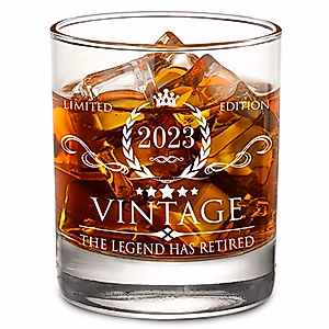 AOZITA Retirement Gifts for Men 2023 Whiskey Glass - The Legend Has Retired 2023 - Limited Edition Retirement Gifts Idea for Coworkers, Friends, Him/Her - Retirement Party Decorations Supply