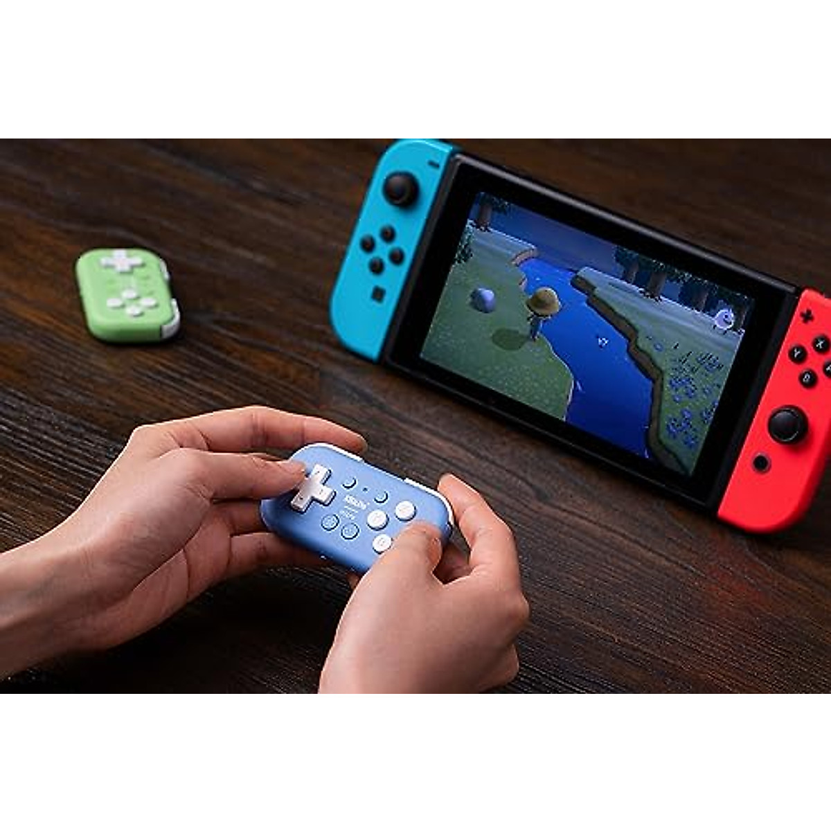 8Bitdo Micro Bluetooth Gamepad Pocket-sized Mini Controller for Switch, Android, and Raspberry Pi, Supports Keyboard Mode (Blue)