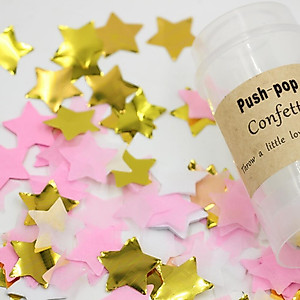 Mybbshower Pink and Gold Twinkle Twinkle Little Star Table Scatter for Girls First Birthday Party 1.5 oz