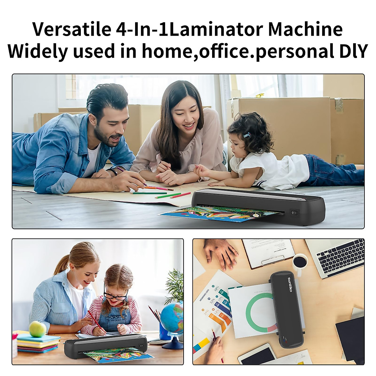 Laminator Machine, Quick Warm-Up, Fast Laminating, 4 in 1 Thermal Laminator, Laminating of A4/A5/A6 for Home Office School Use